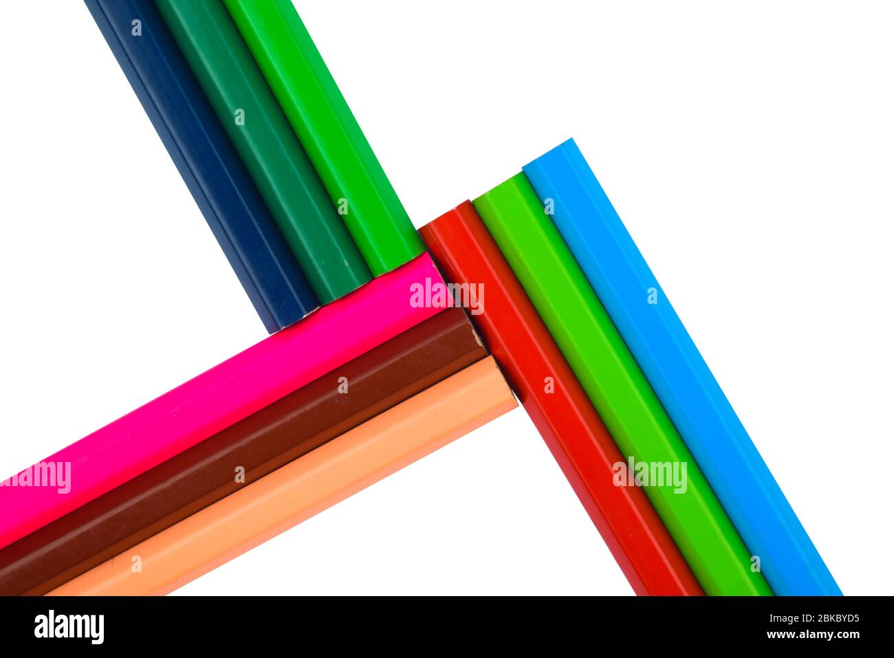 Beautiful pattern made with nine different colored wood pencil crayons ...