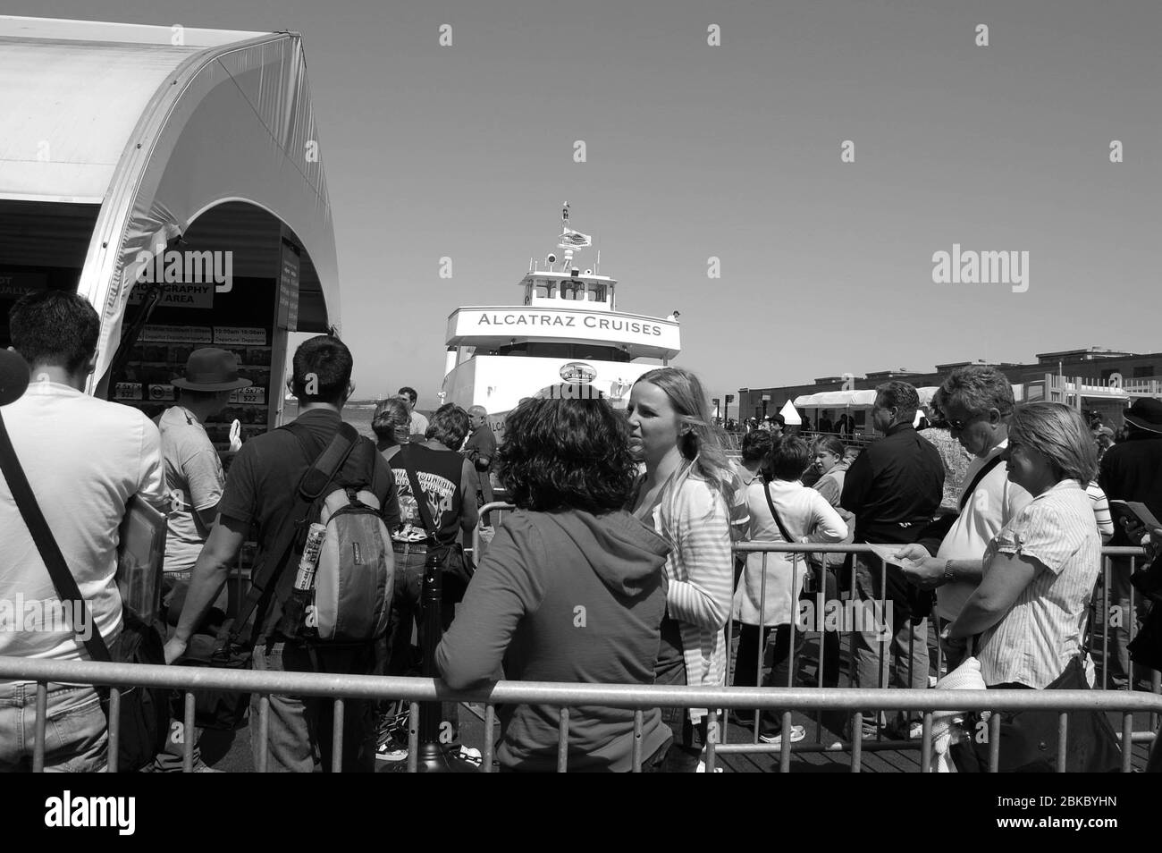 Waiting to go to Alcatraz San Francisco USA prison people quoining to ...