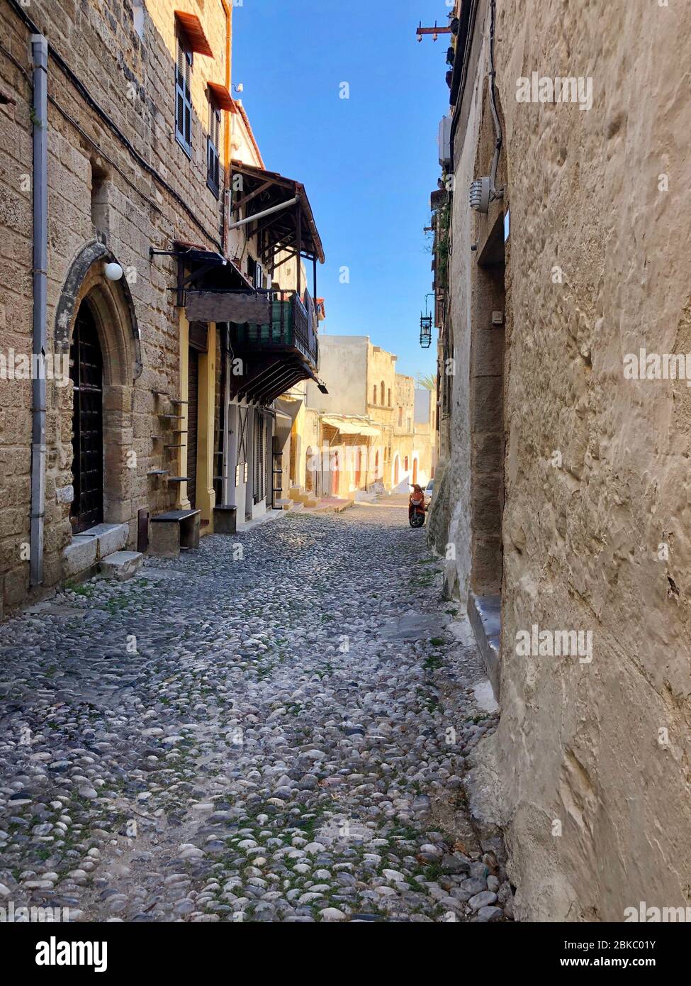 Historical street of old town Rhodes, Greece Stock Photo - Alamy
