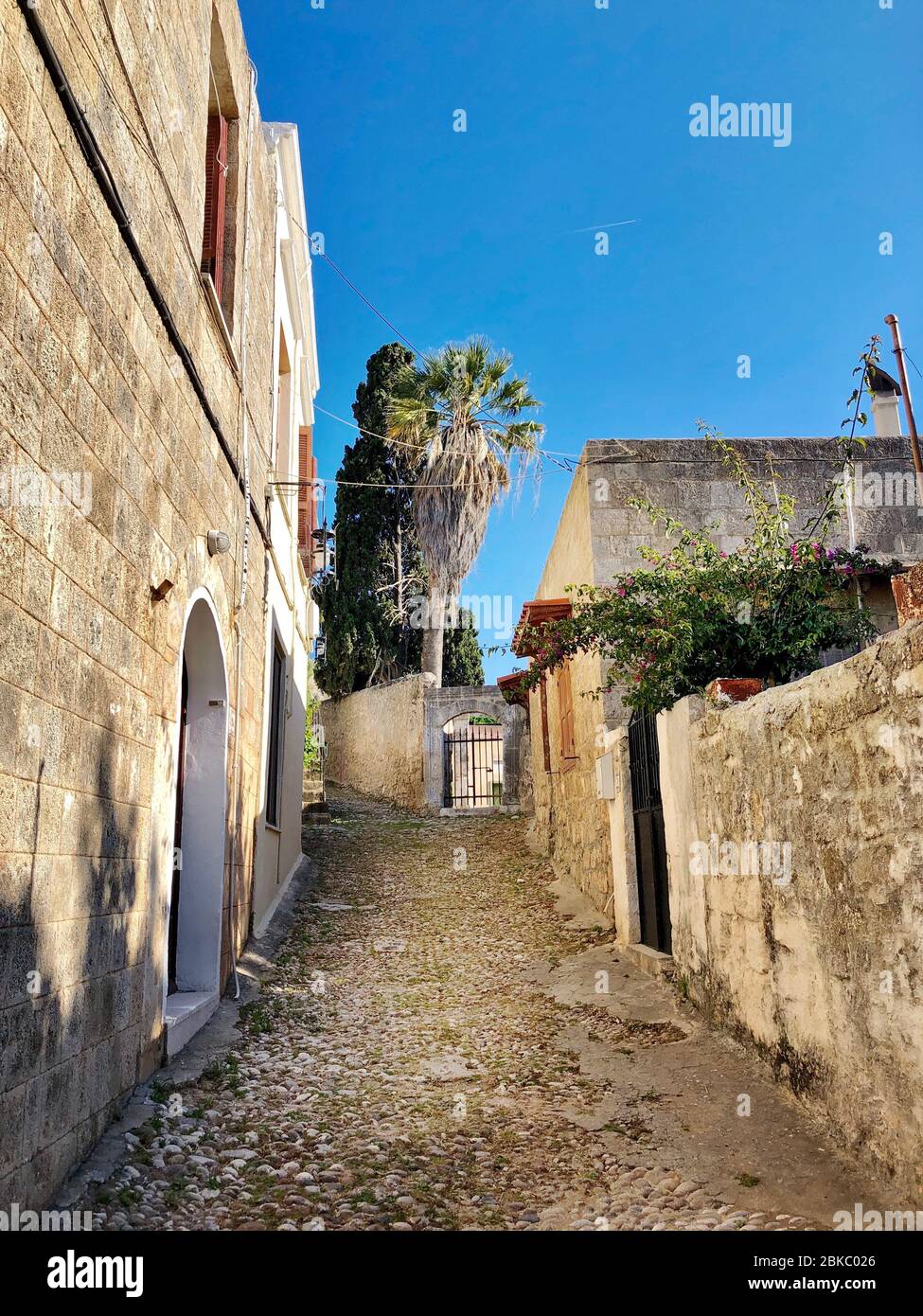 Historical street of old town Rhodes, Rodos, Greece Stock Photo - Alamy