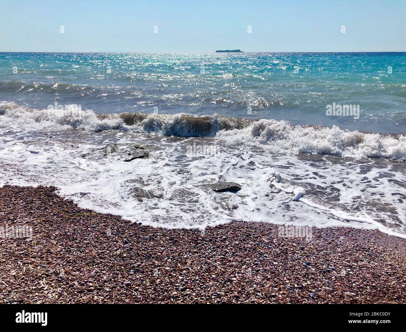 beautiful Aegean sea waves in Greece, Rhodes island Stock Photo - Alamy