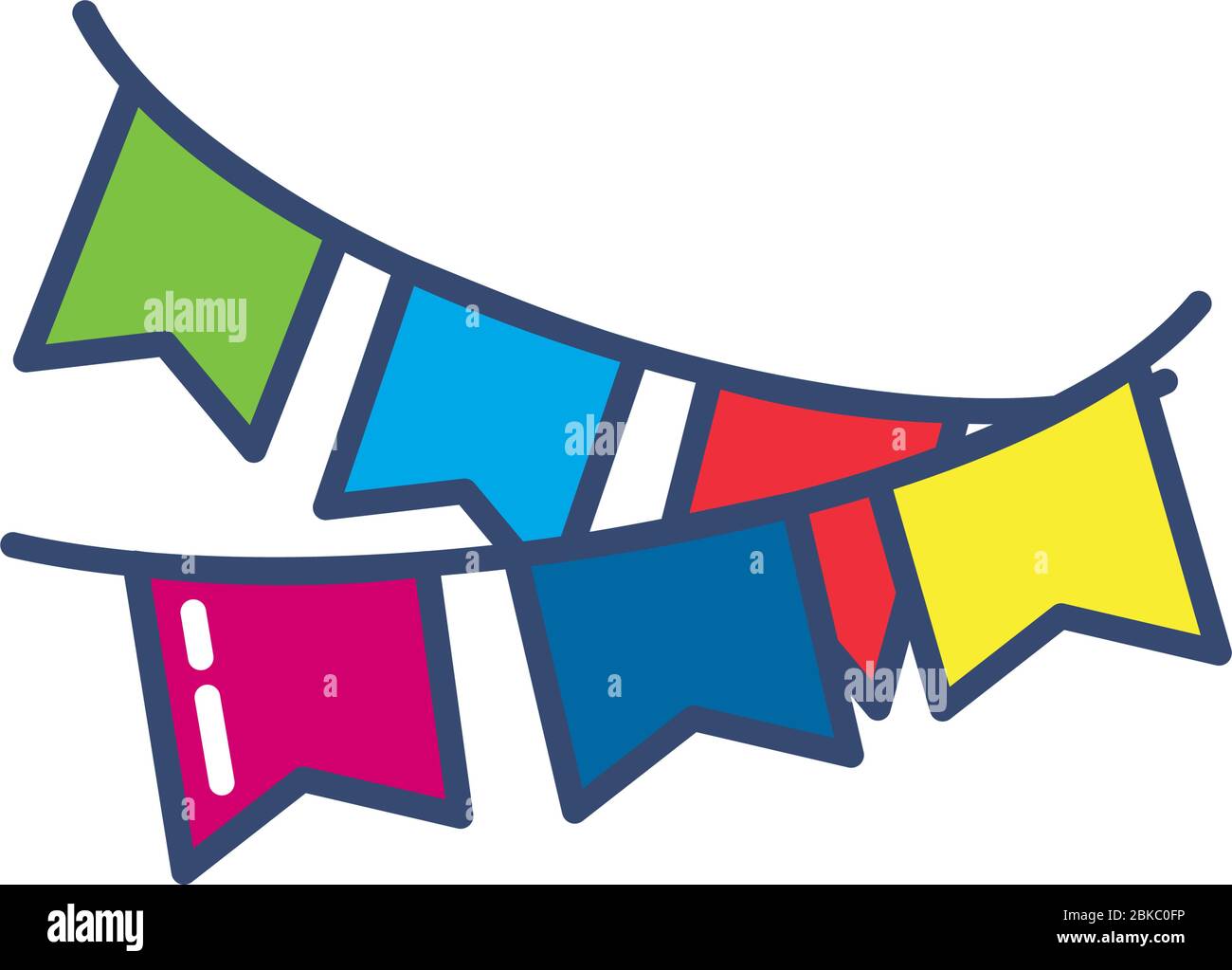 decorative pennants icon over white background, line and fill style ...