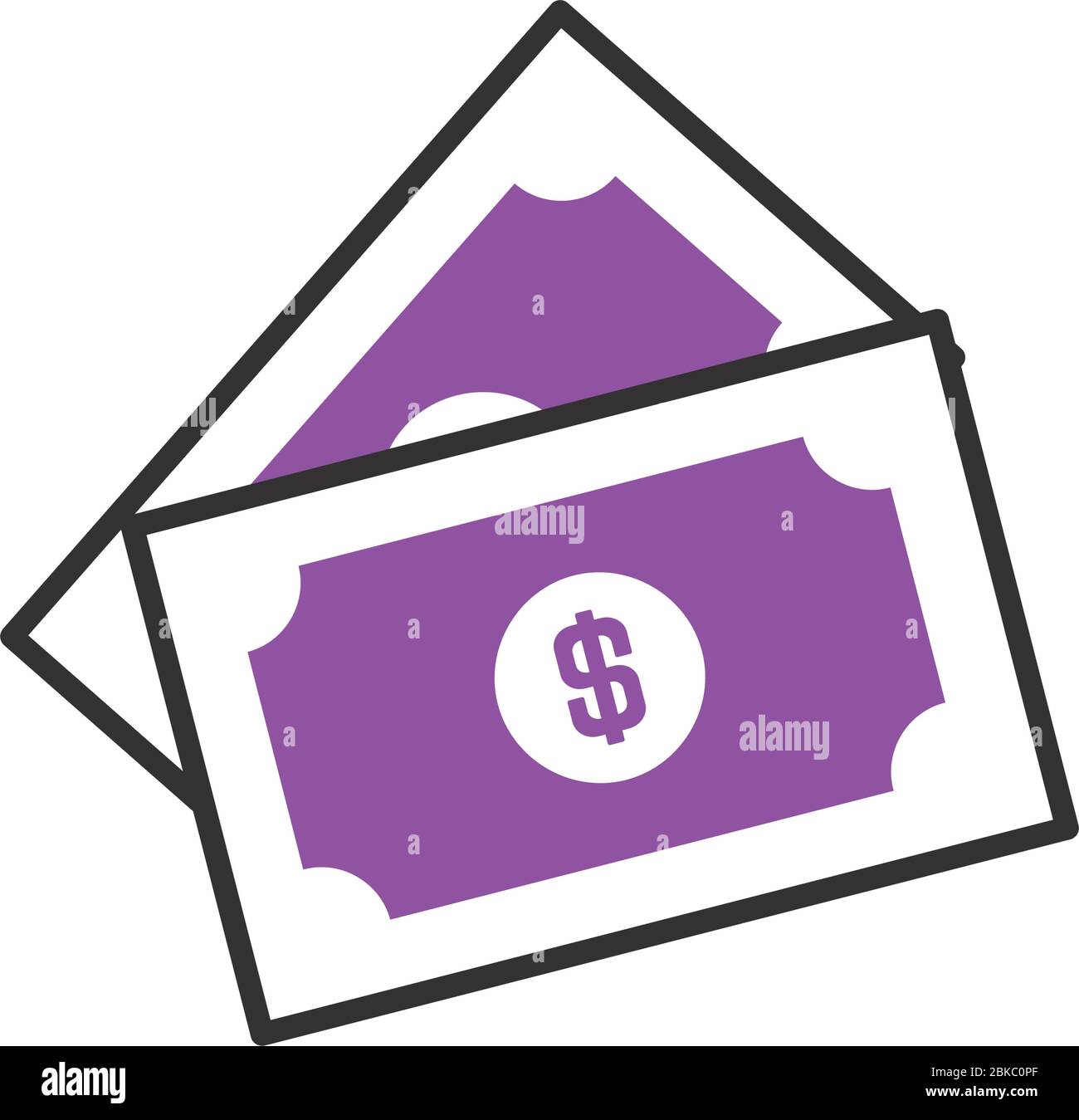 money bills icon over white background, half line half color style ...