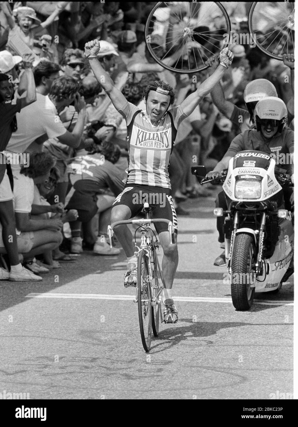 Irish professional cyclist Alan McCormick celebrates his win during ...