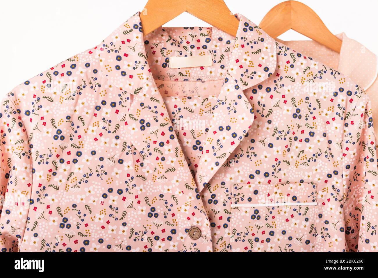 Clothing retails concept. Ladies pajamas on hangers in clothes store ...