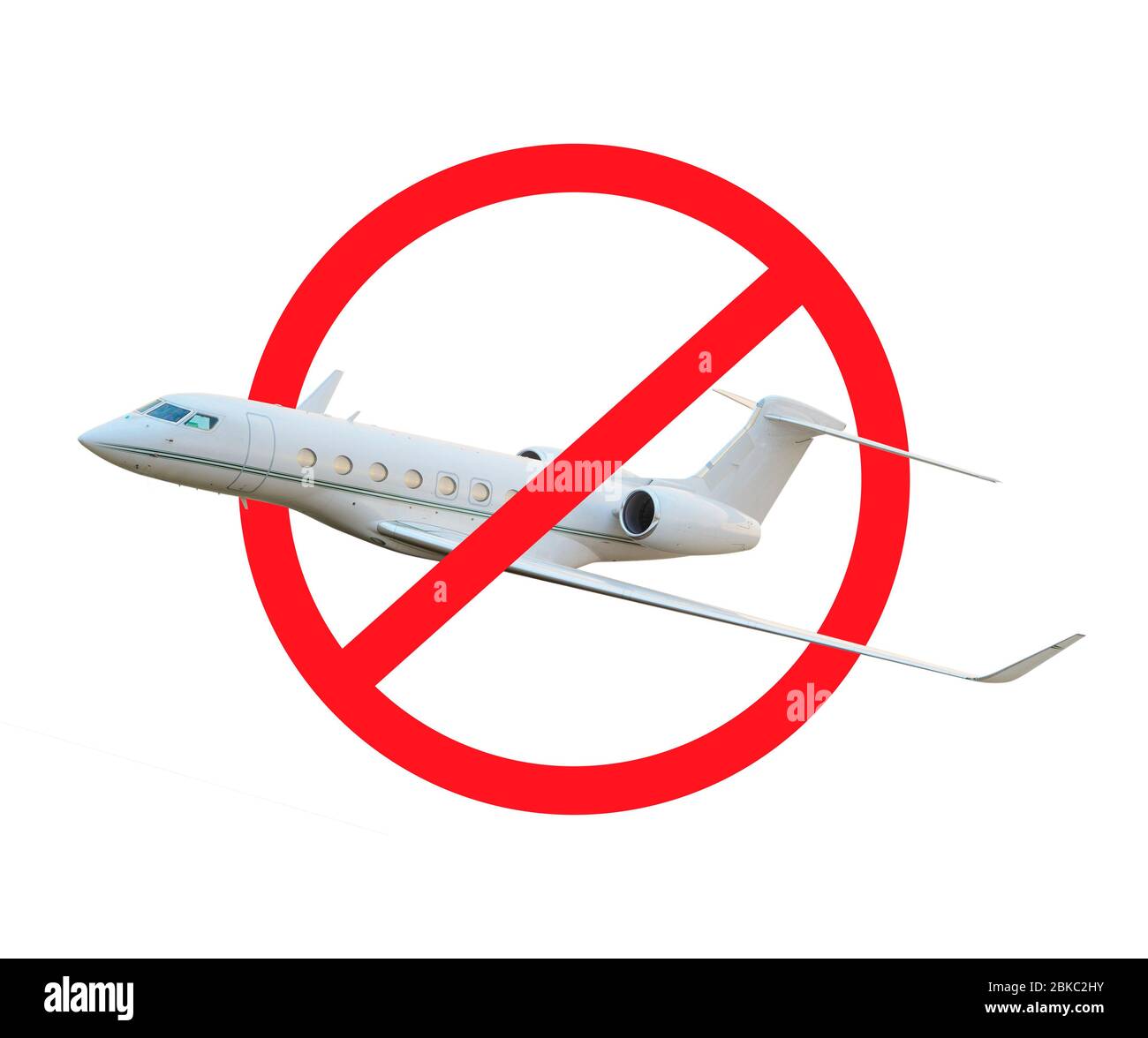Prohibition sign with airplane Stock Photo - Alamy