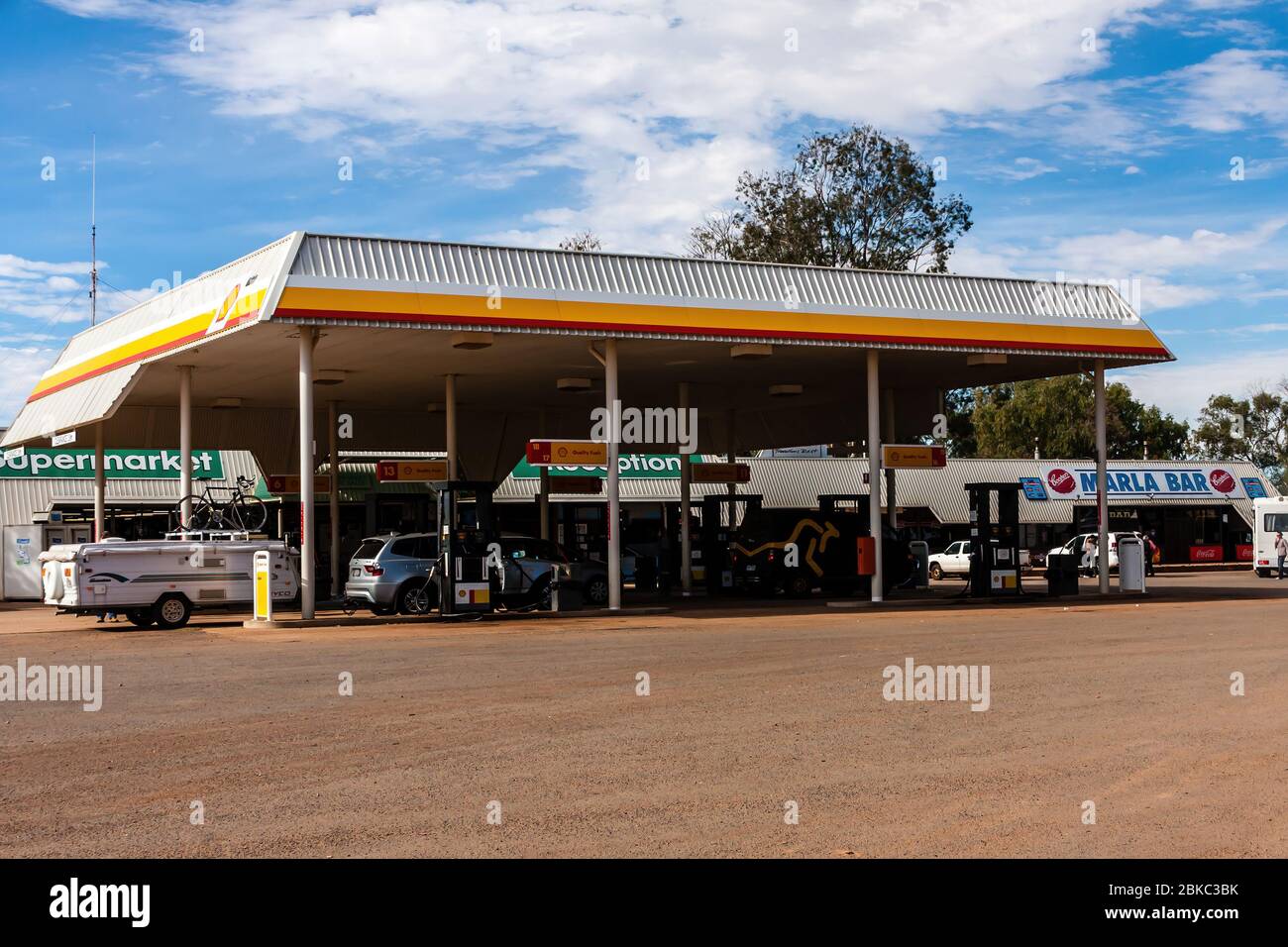 Marla, Australia - July 10, 2011: Marla Travellers Rest and a gas ...