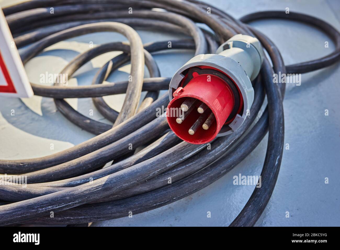Charging high voltage socket cable. Yacht port electric wire equipment ...