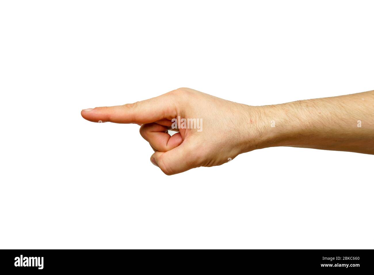 Hand points forward on white isolated background Stock Photo - Alamy