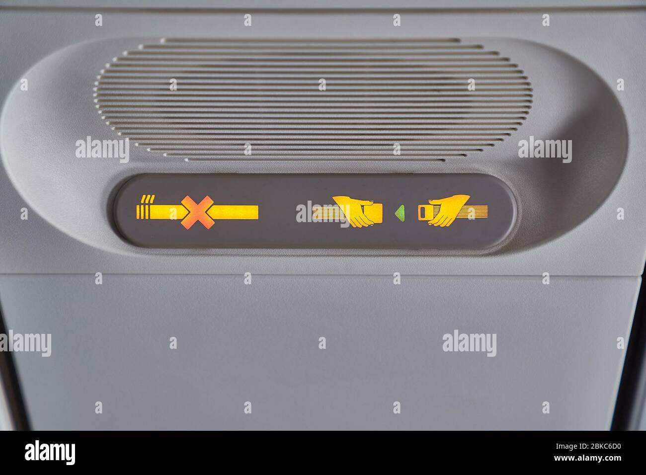 Aircraft cabin overhead illuminated sign hi-res stock photography and ...