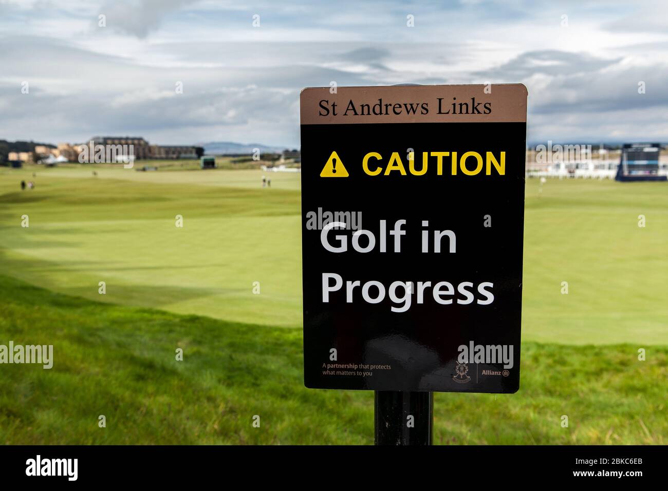 Caution Sign, St Andrews Golf Course, St Andrews, Fife, Scotland Stock ...