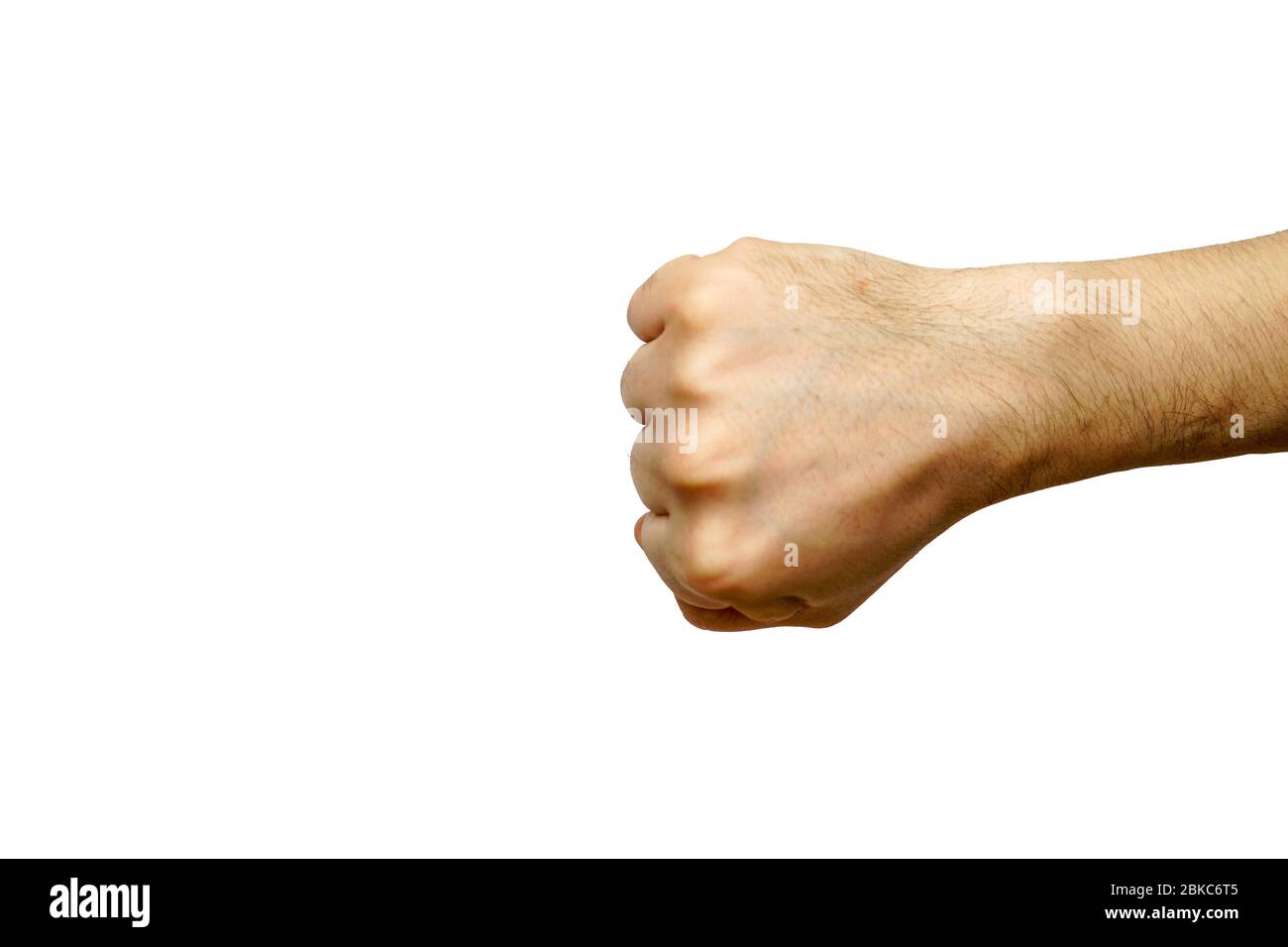 Inverted hand fist, white man on white background Stock Photo - Alamy