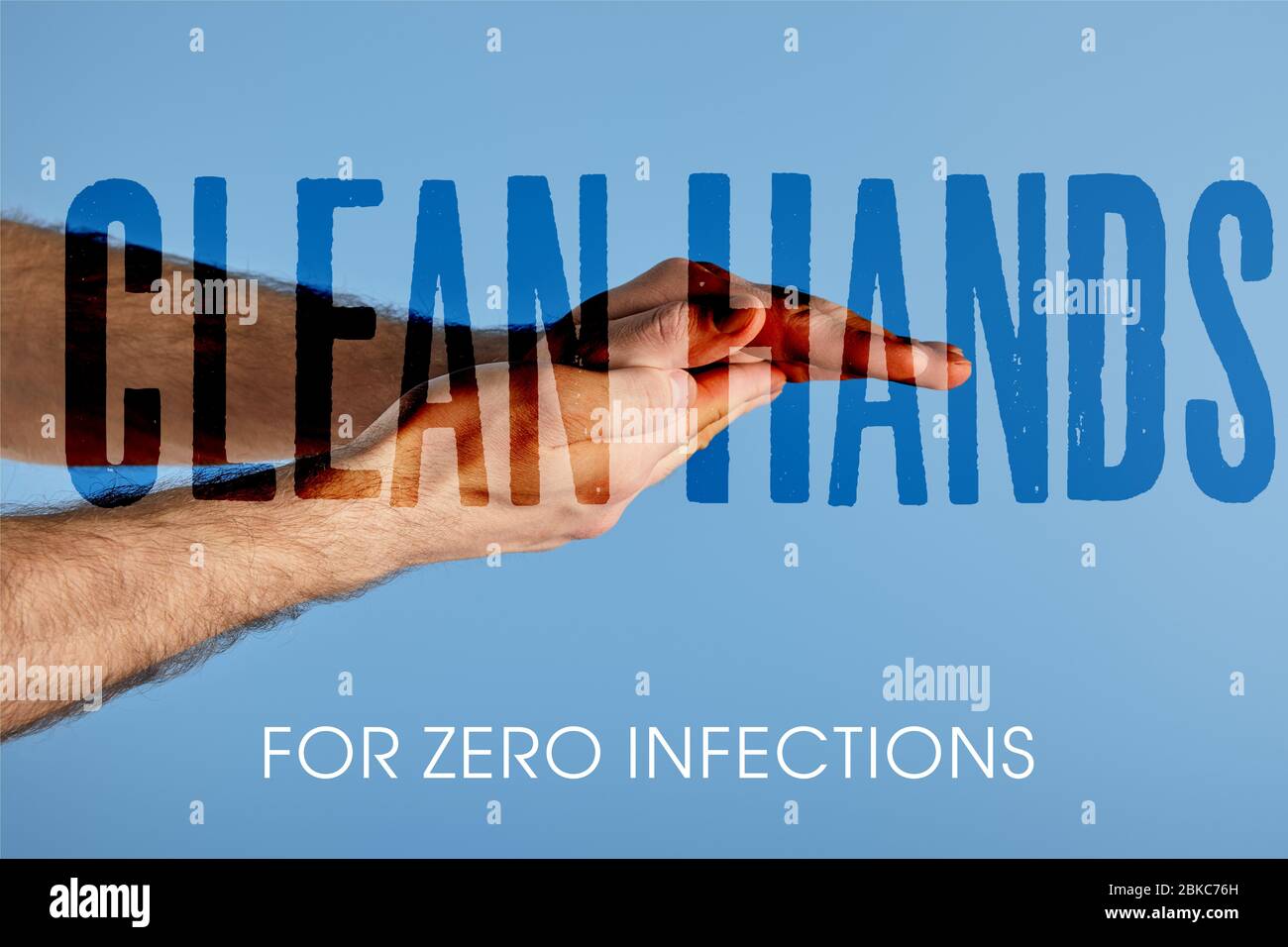 partial view of man washing hands isolated on blue, clean hands for ...