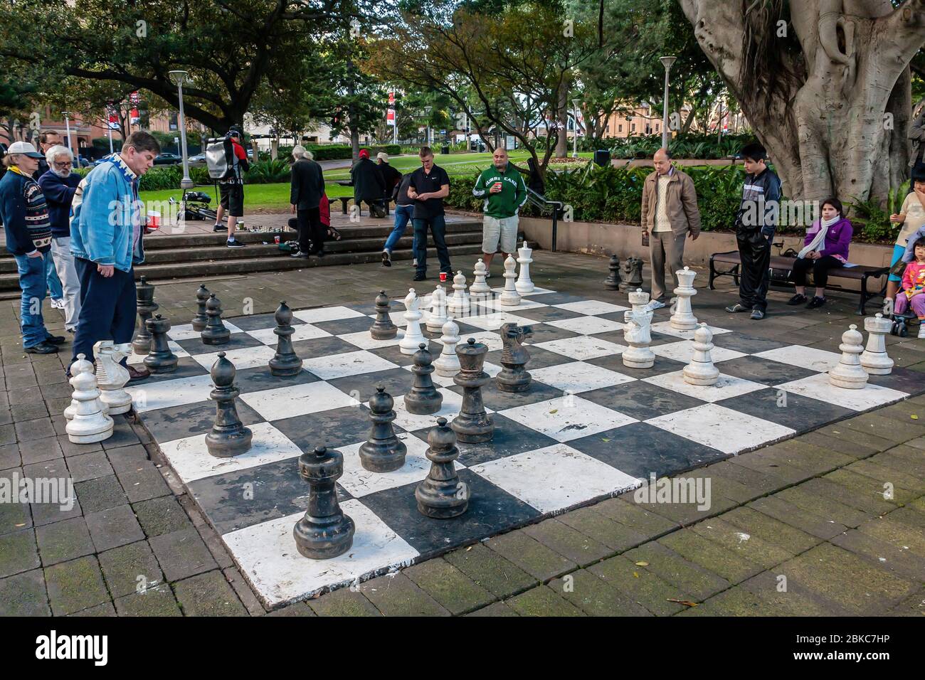 Men playing giant chess in Hyde Park, Sydney Stock Photo - Alamy