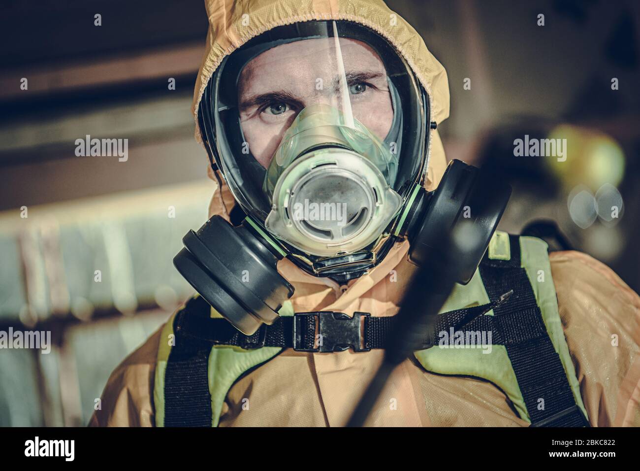 Caucasian Disinfection and Sanitizing Worker Wearing Professional ...