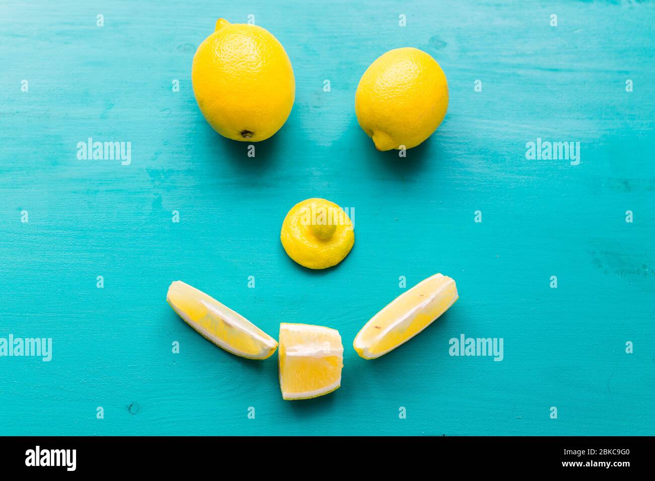 Human face smiling made from lemons. Creativity food concepts ideas ...