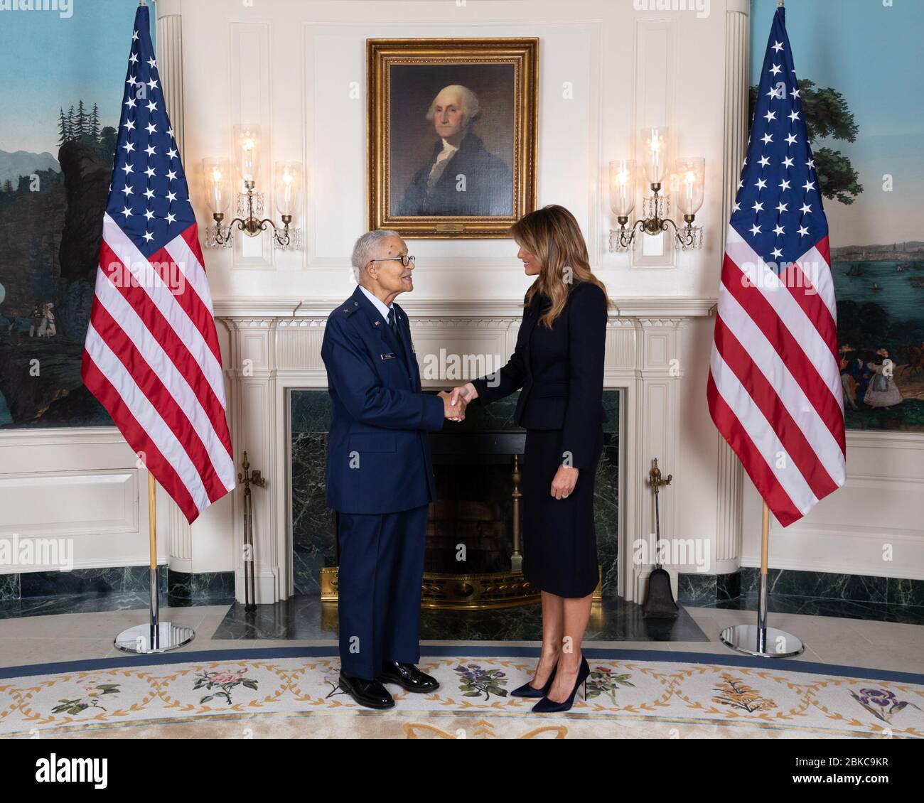 On February 4, 2020, First Lady Melania Trump greeted guests in the ...