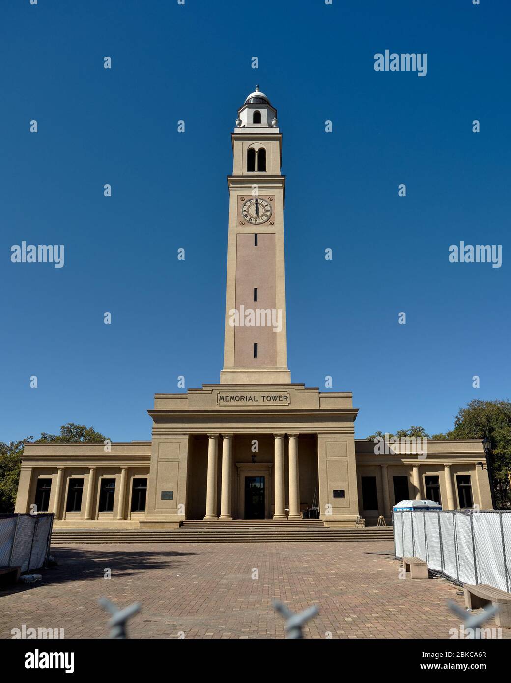 Baton Rouge, Louisiana, USA - 2020: View of Memorial Tower, a clock ...
