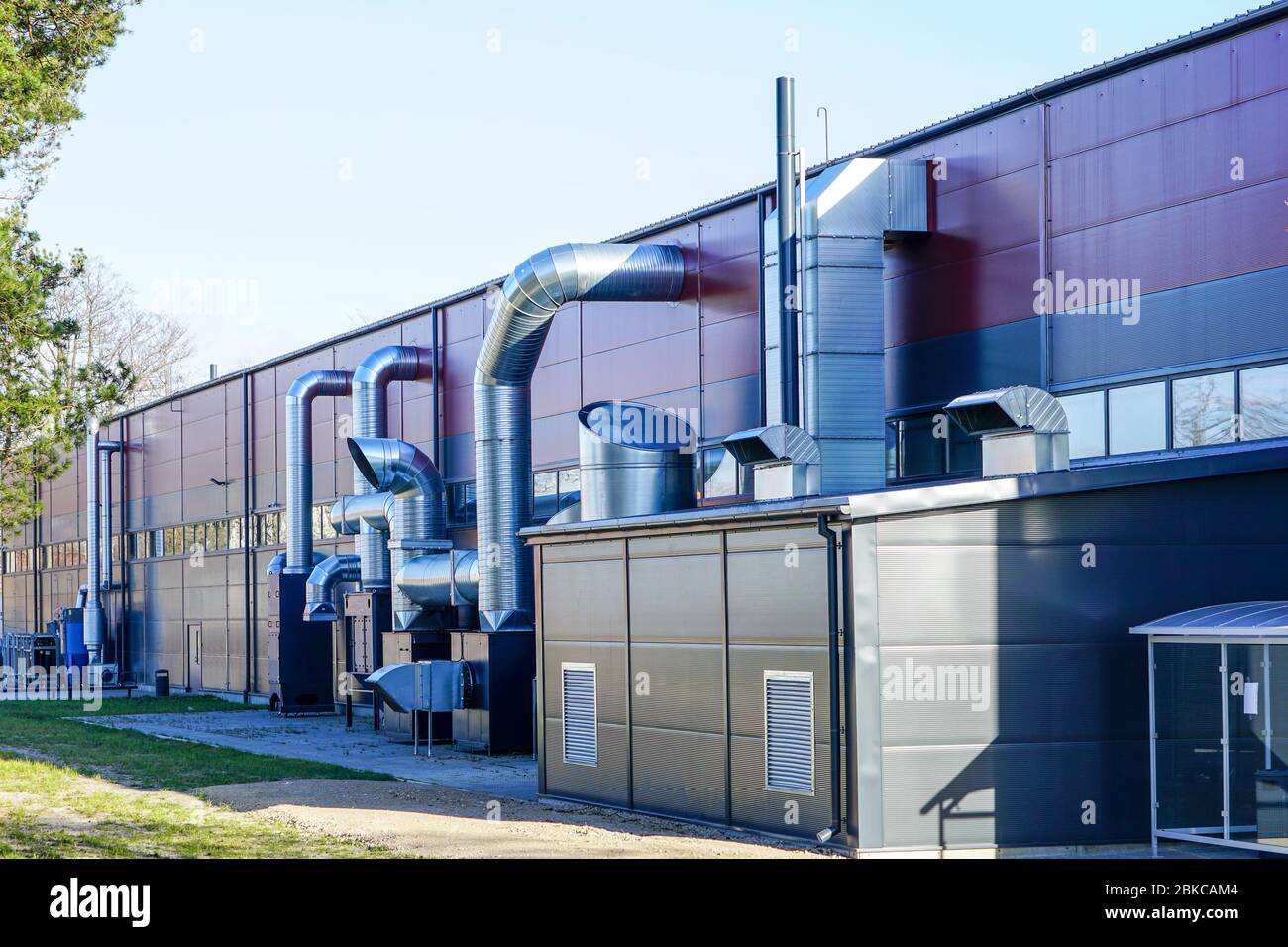 New modern factory heating and ventilation system with stainless steel ...