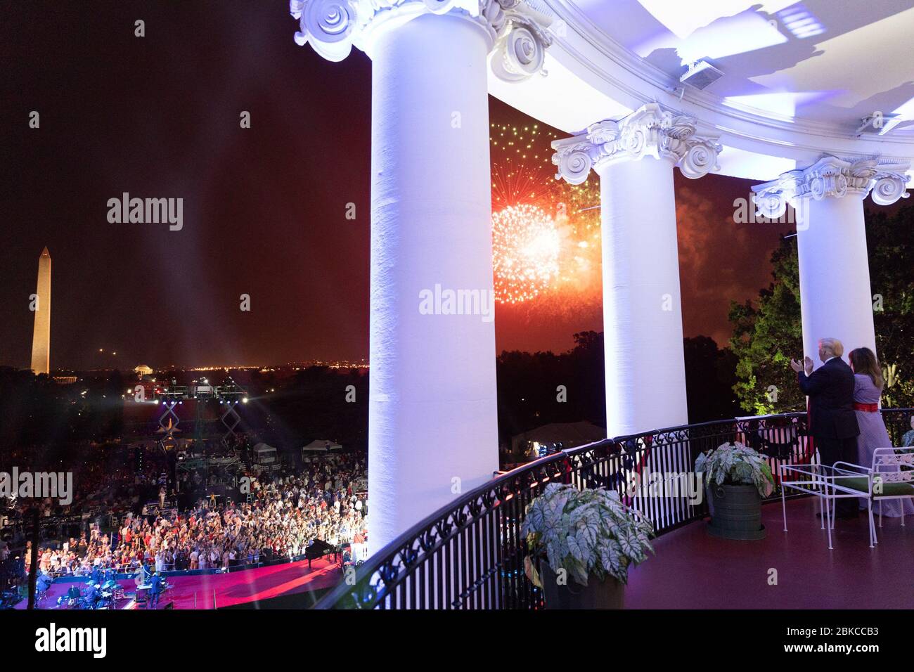 President Donald J. Trump and First Lady Melania Trump watch the Fourth ...