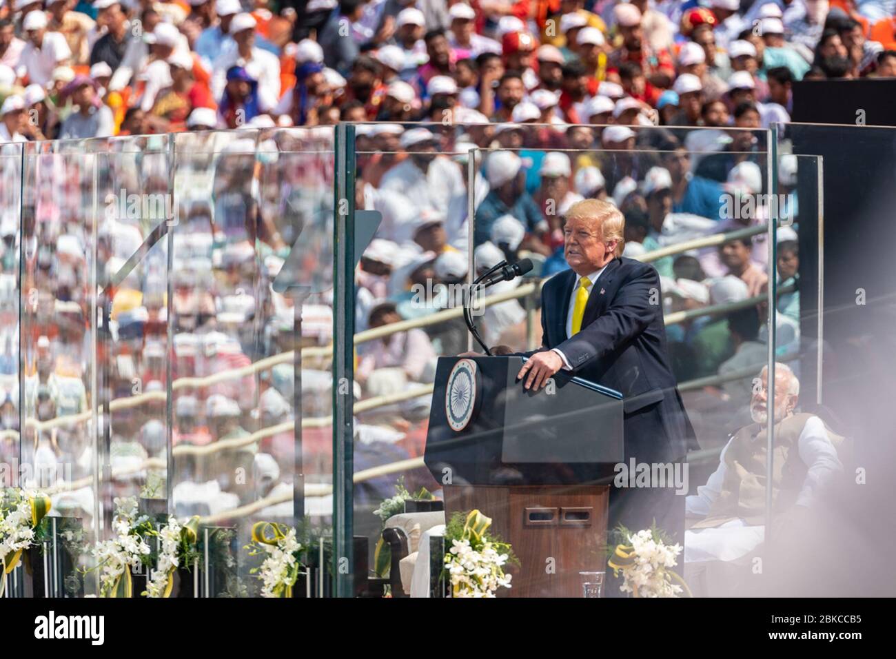 President Donald J. Trump addresses his remarks at the Namaste Trump ...