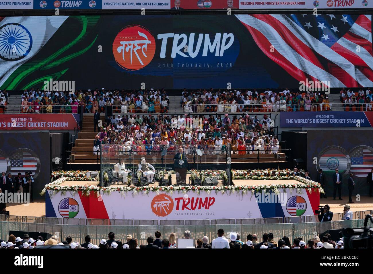 President Donald J. Trump, joined onstage by First Lady Melania Trump ...