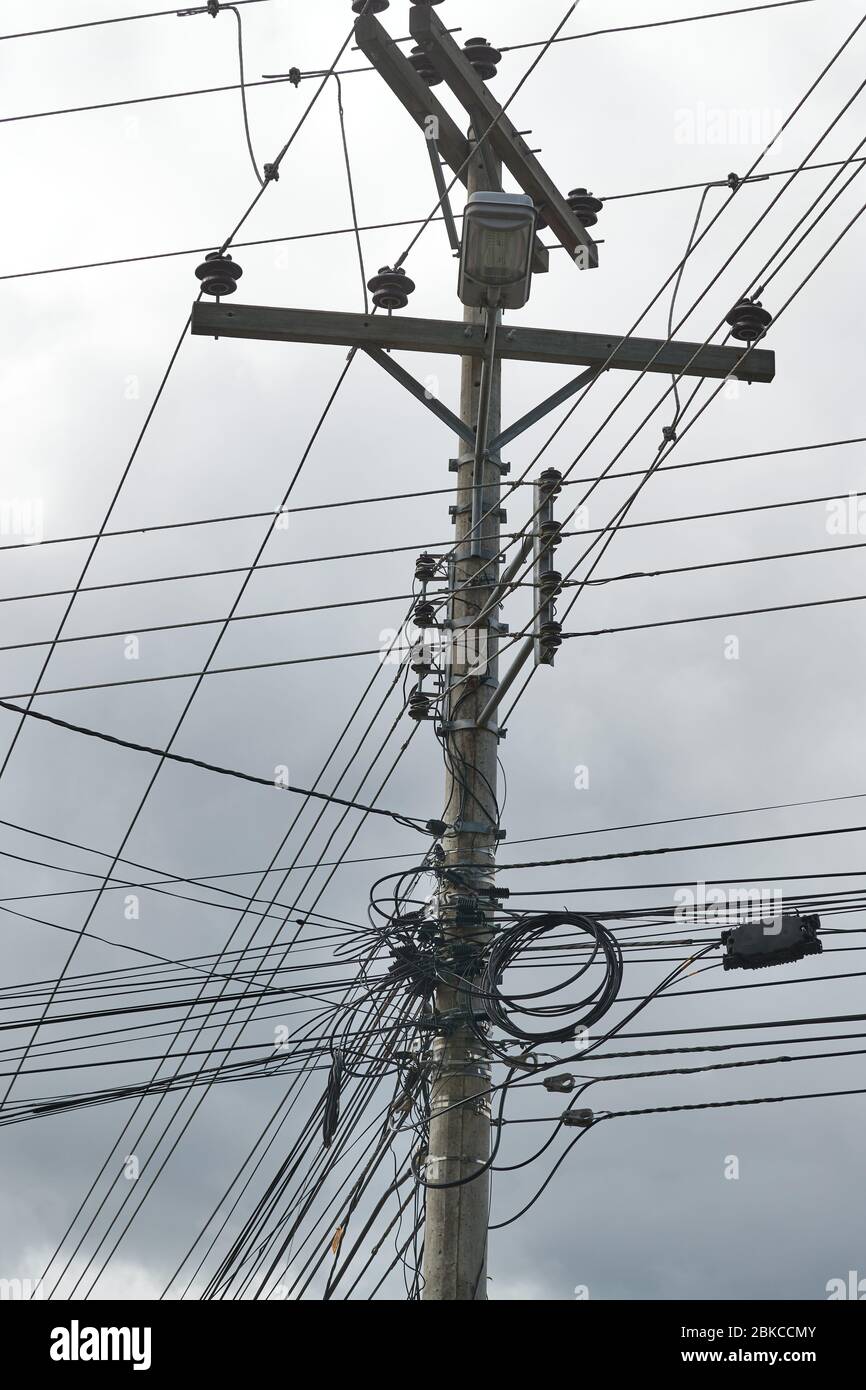 Electric line post Stock Photo - Alamy