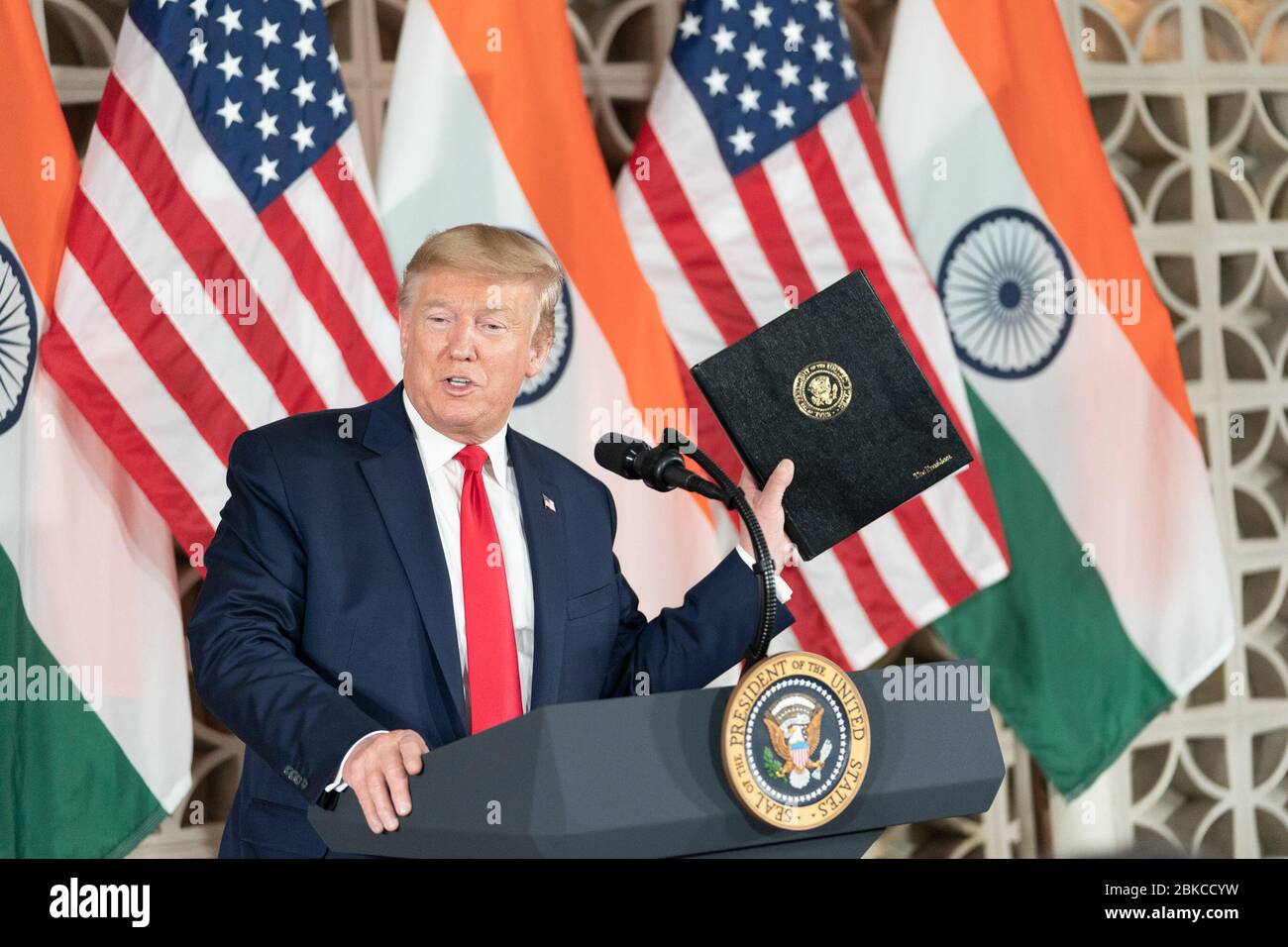 On February 25, 2020, President Donald Trump delivered remarks during a ...