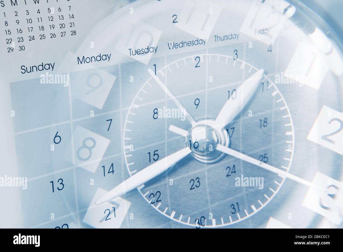 Clock face and calendar composite Stock Photo - Alamy