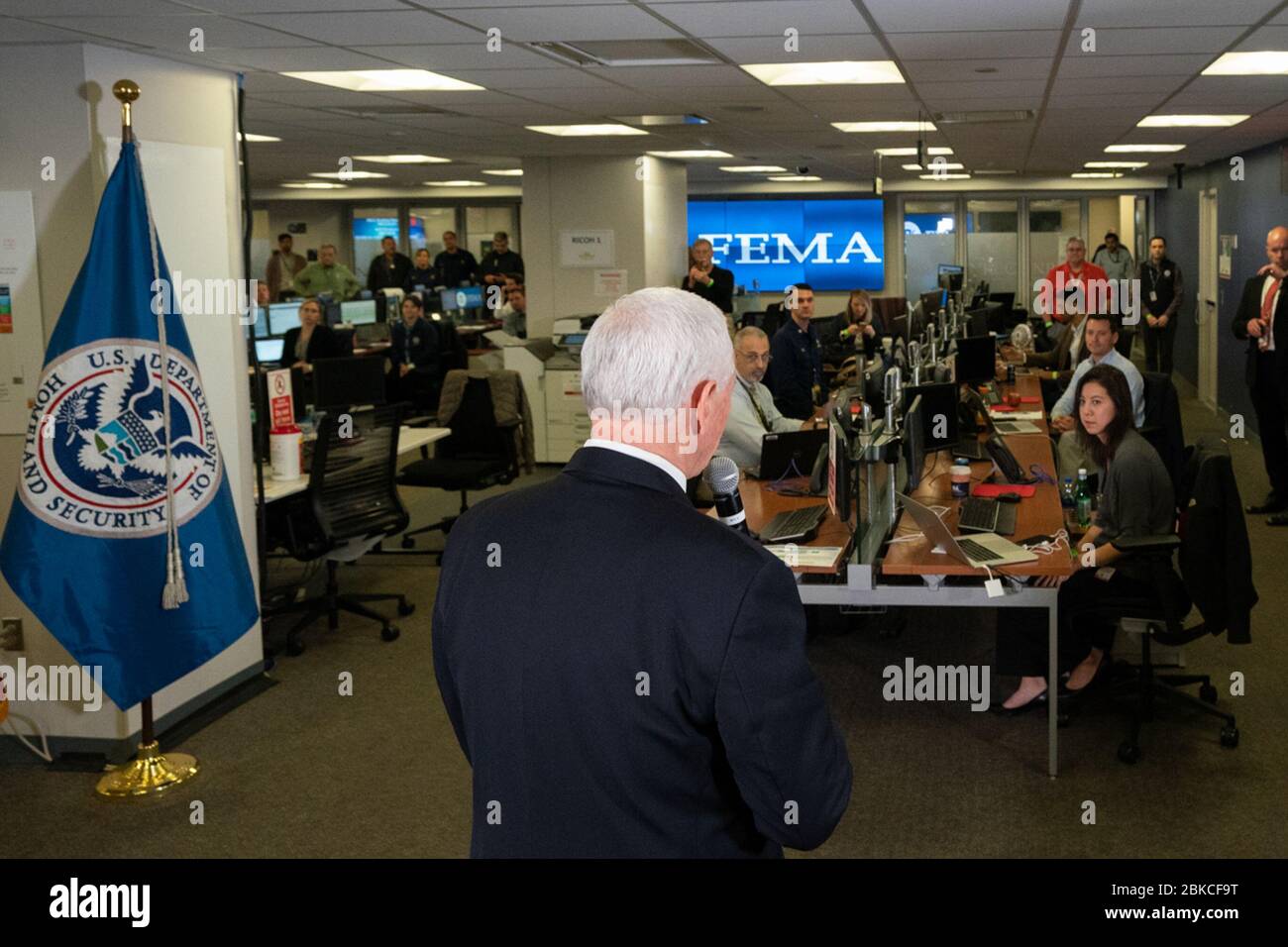 On March 23, 2020, Vice President Mike Pence visited FEMA Headquarters ...