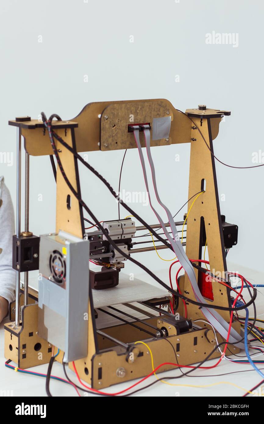 Electronic printer during work in school laboratory, 3D printer, 3D ...