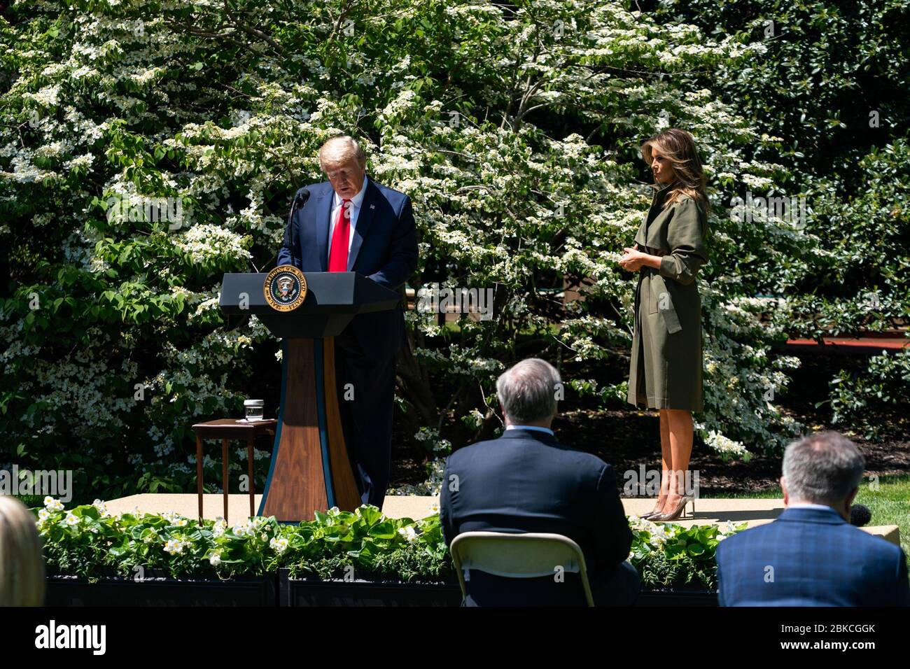 President Donald J. Trump and First Lady Melania Trump participate in a ...