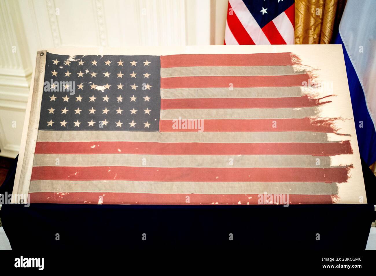 A World War II flag flown during the D-Day invasion at Normandy in 1944 ...