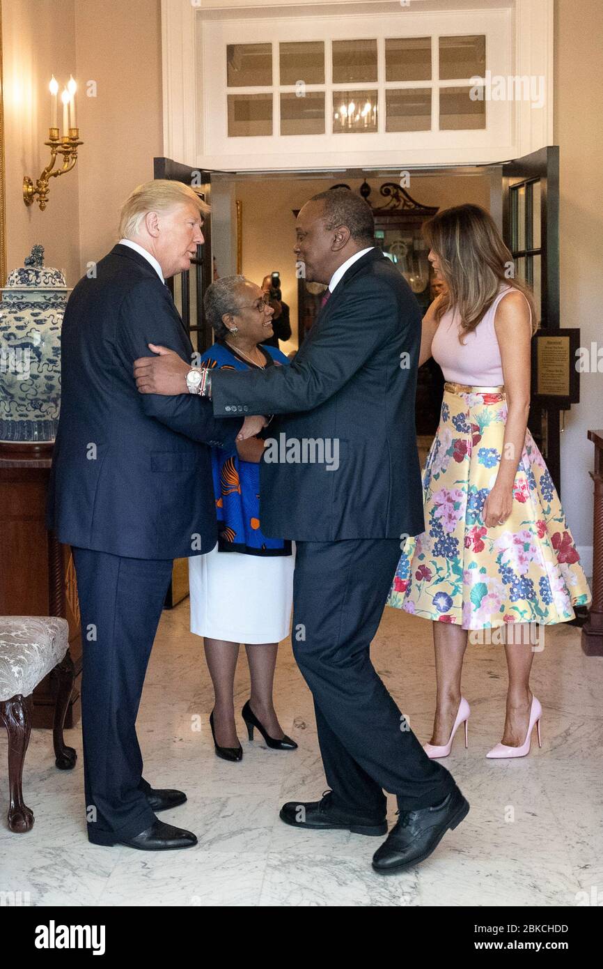 President Donald J. Trump and First Lady Melania Trump bid farewell to Kenya’s President Uhuru ...