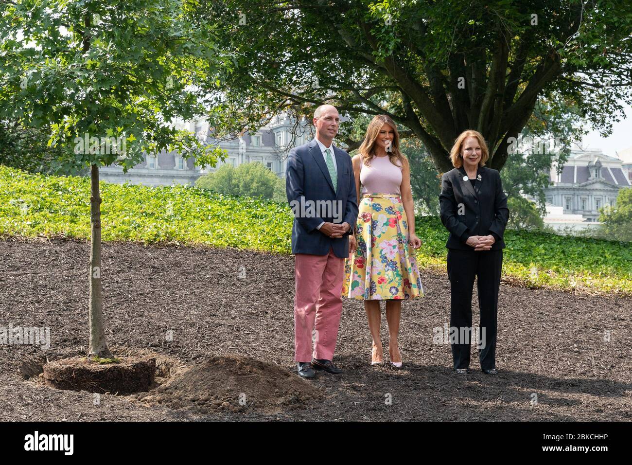First Lady Melania Trump participates in a tree planting ceremony on ...