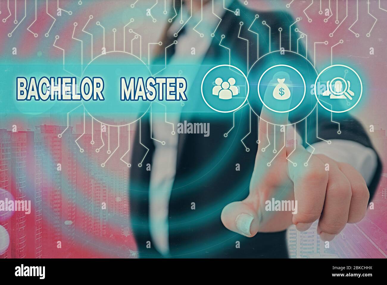 Word writing text Bachelor Master. Business photo showcasing An ...