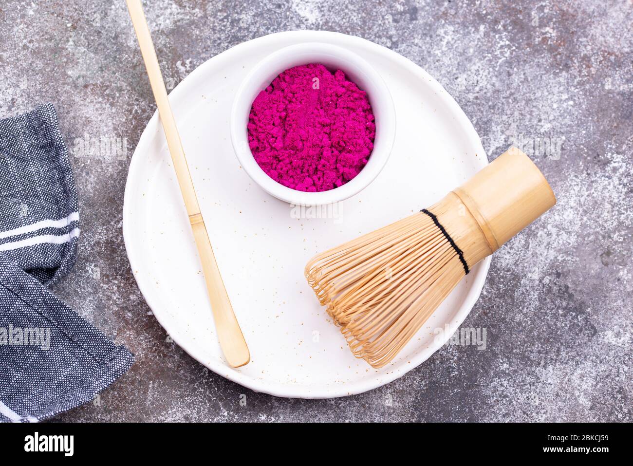 Pink matcha powder from dragon fruit Stock Photo - Alamy