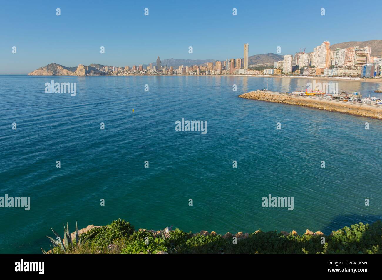 Benidorm Spain blue sea view towards Poniente playa from the viewpoint ...