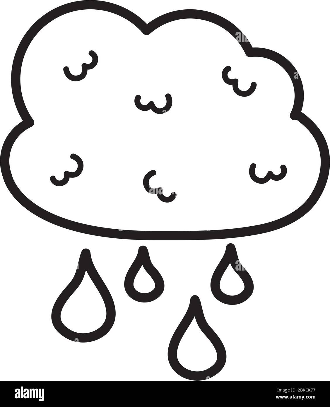 cloud with drops icon over white background, line style, vector ...
