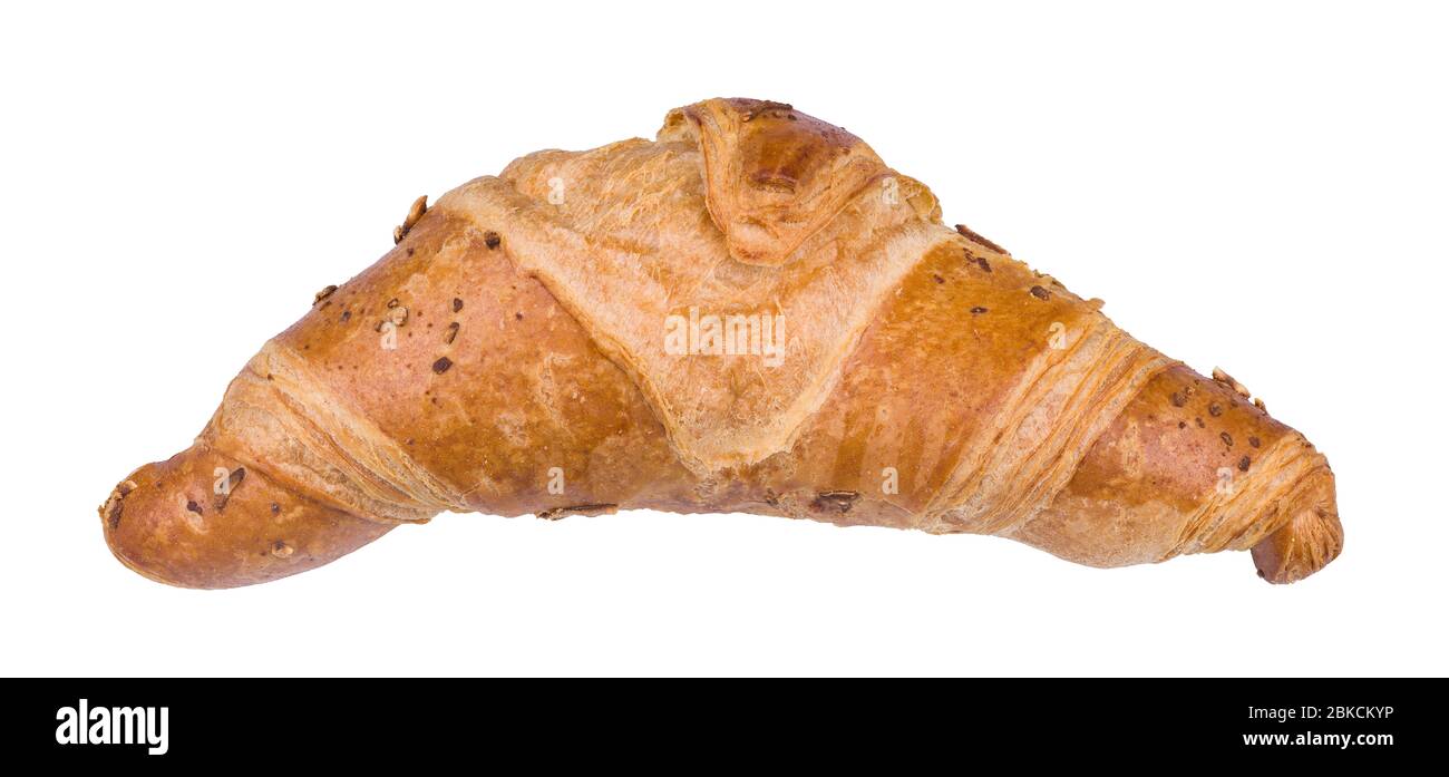 Close-up of tasty crispy butter croissant isolated on white background ...