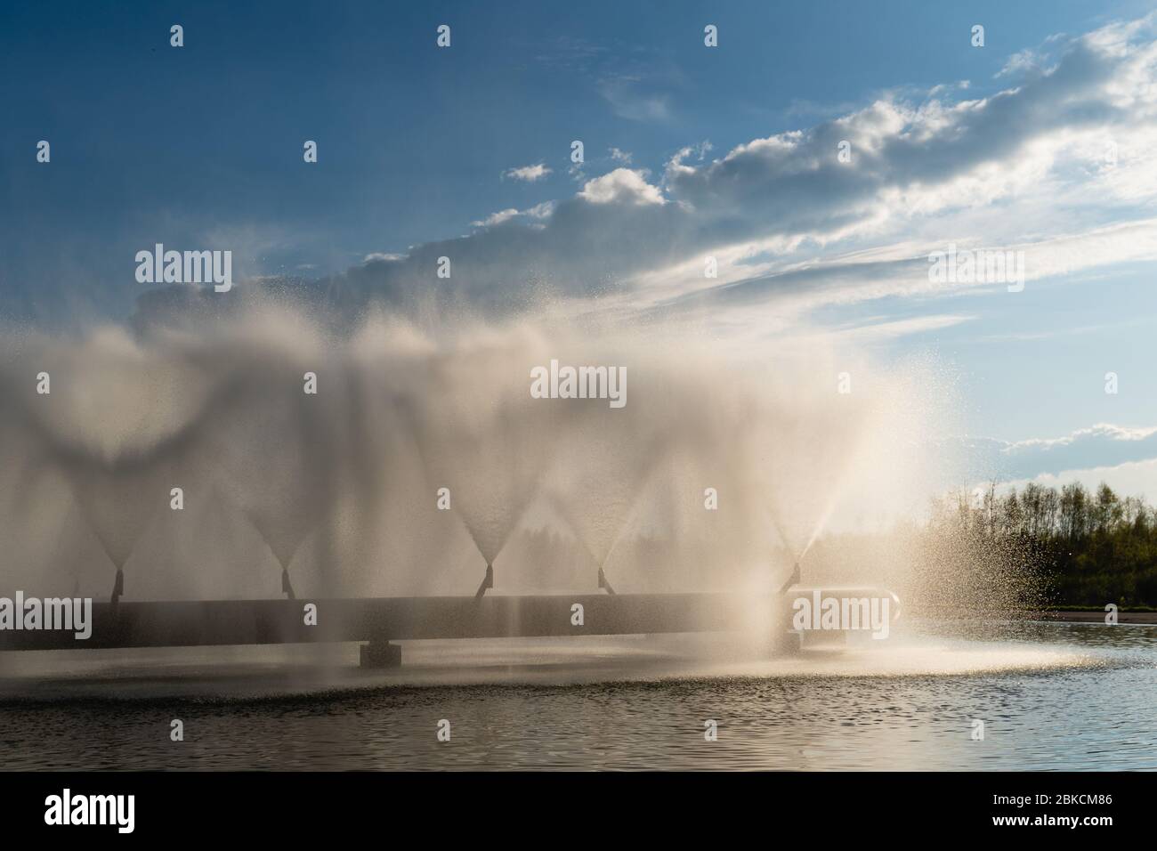 Cooling fountains in a technical reservoir near a thermal power plant ...