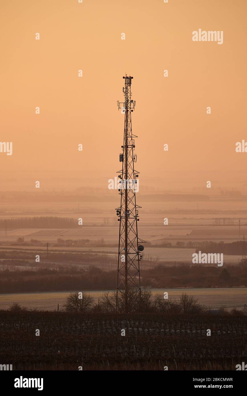 Transmitter towers on a hill Stock Photo - Alamy