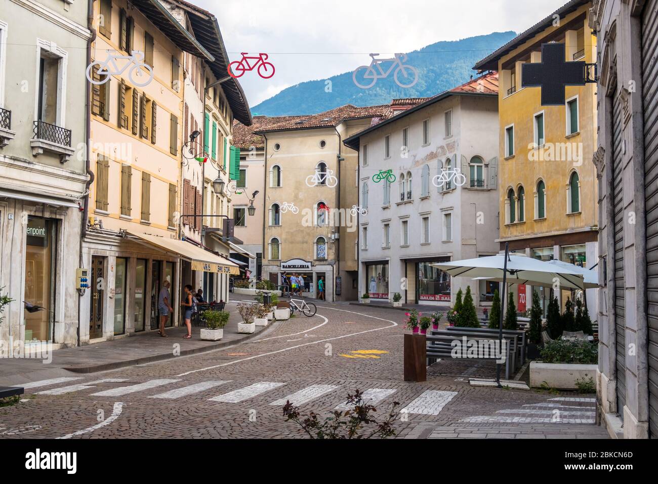 Feltre, Italy - August 11, 2019: Street view of the Feltre town in the ...