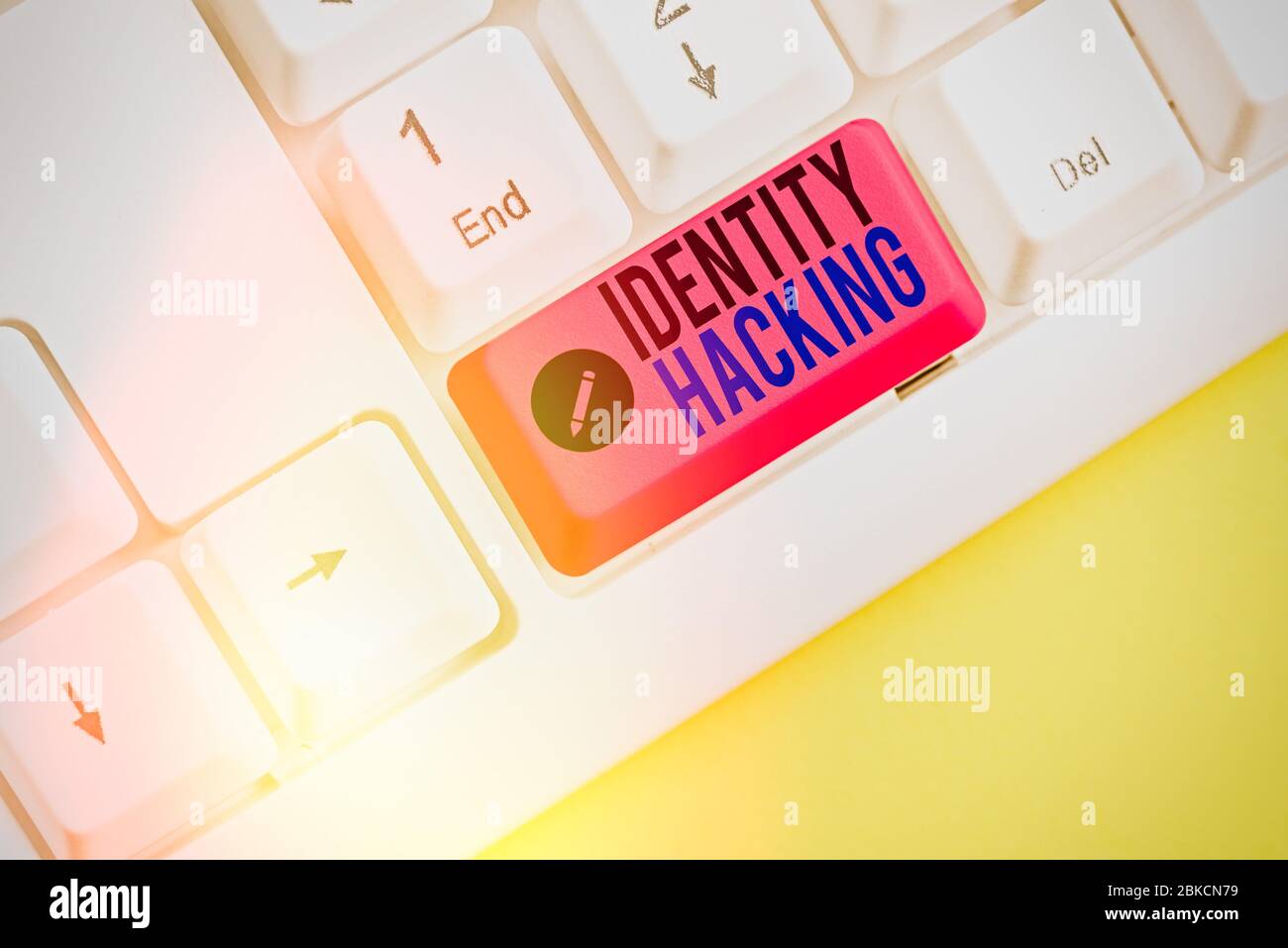Writing note showing Identity Hacking. Business concept for criminal ...
