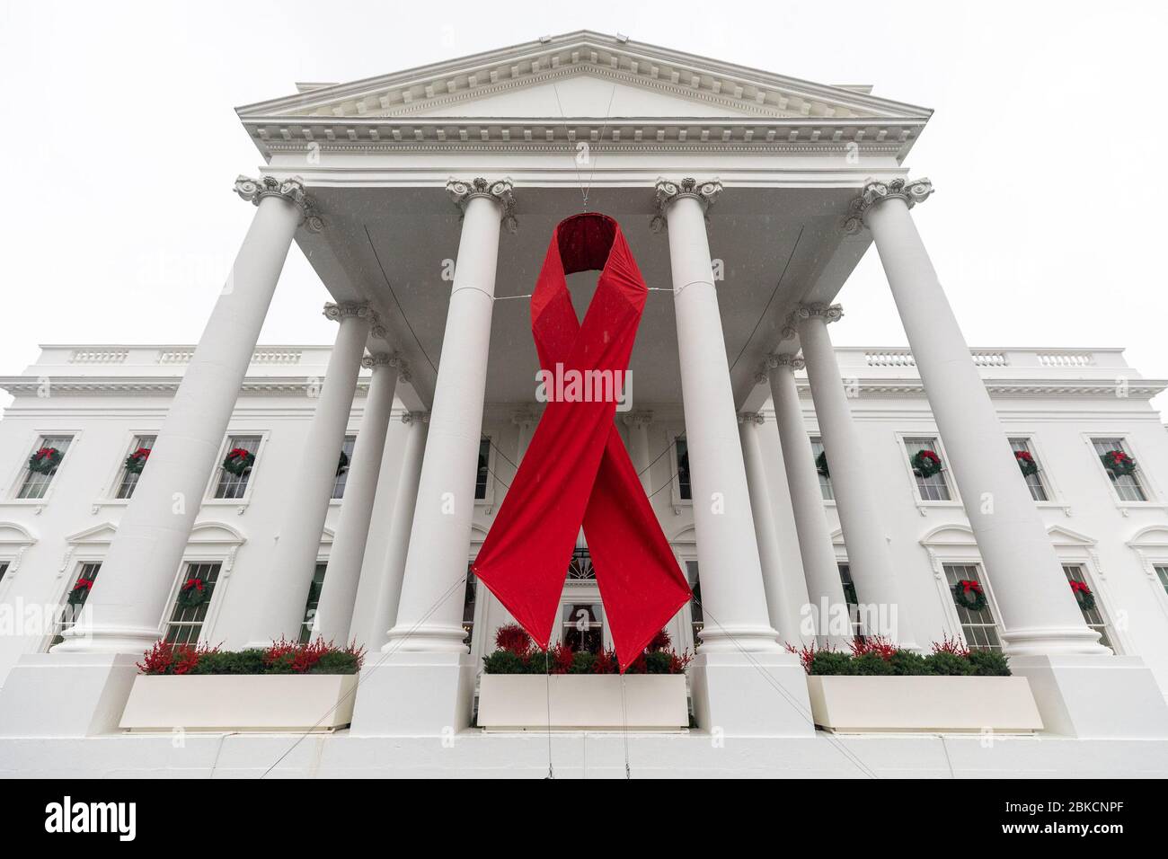 On December 1, 2018, a red ribbon was displayed on the North Portico of ...