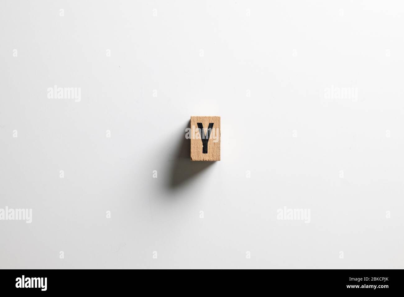" Y " text made of wooden cube on White background with clipping path ...