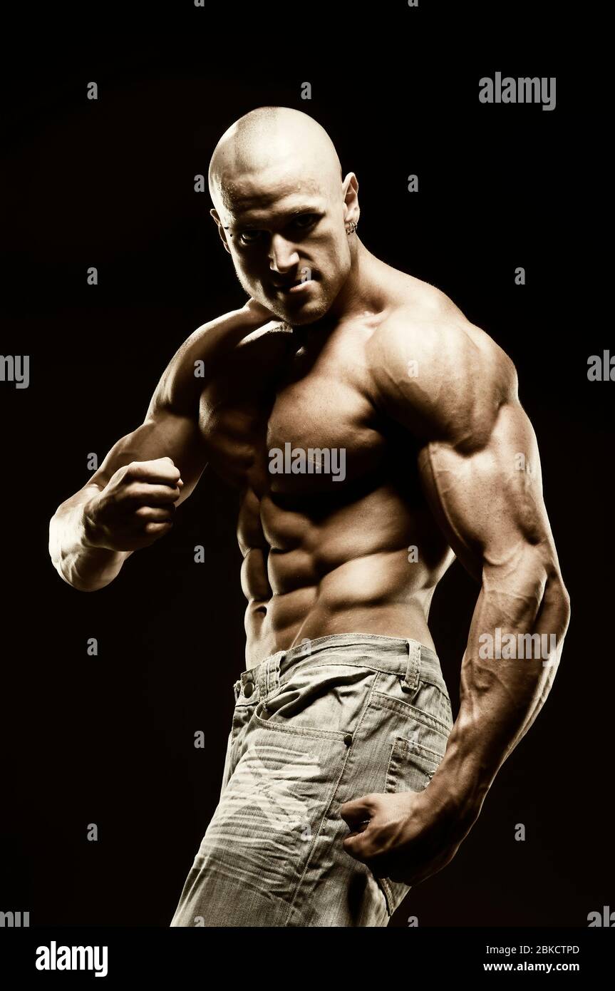 Body Builder Posing - upper body. Strong healthy power fitness handsome ...