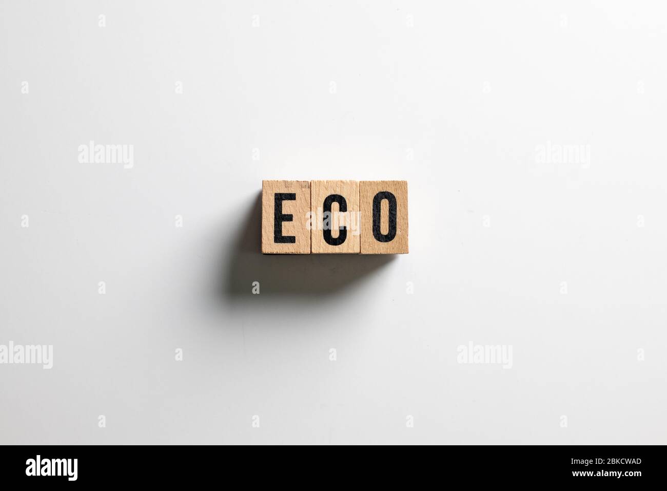 " eco " text made of wooden cube on White background Stock Photo - Alamy