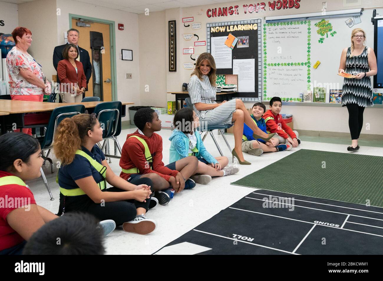 On March 28, 2019, First Lady Melania Trump visited a 5th grade ...