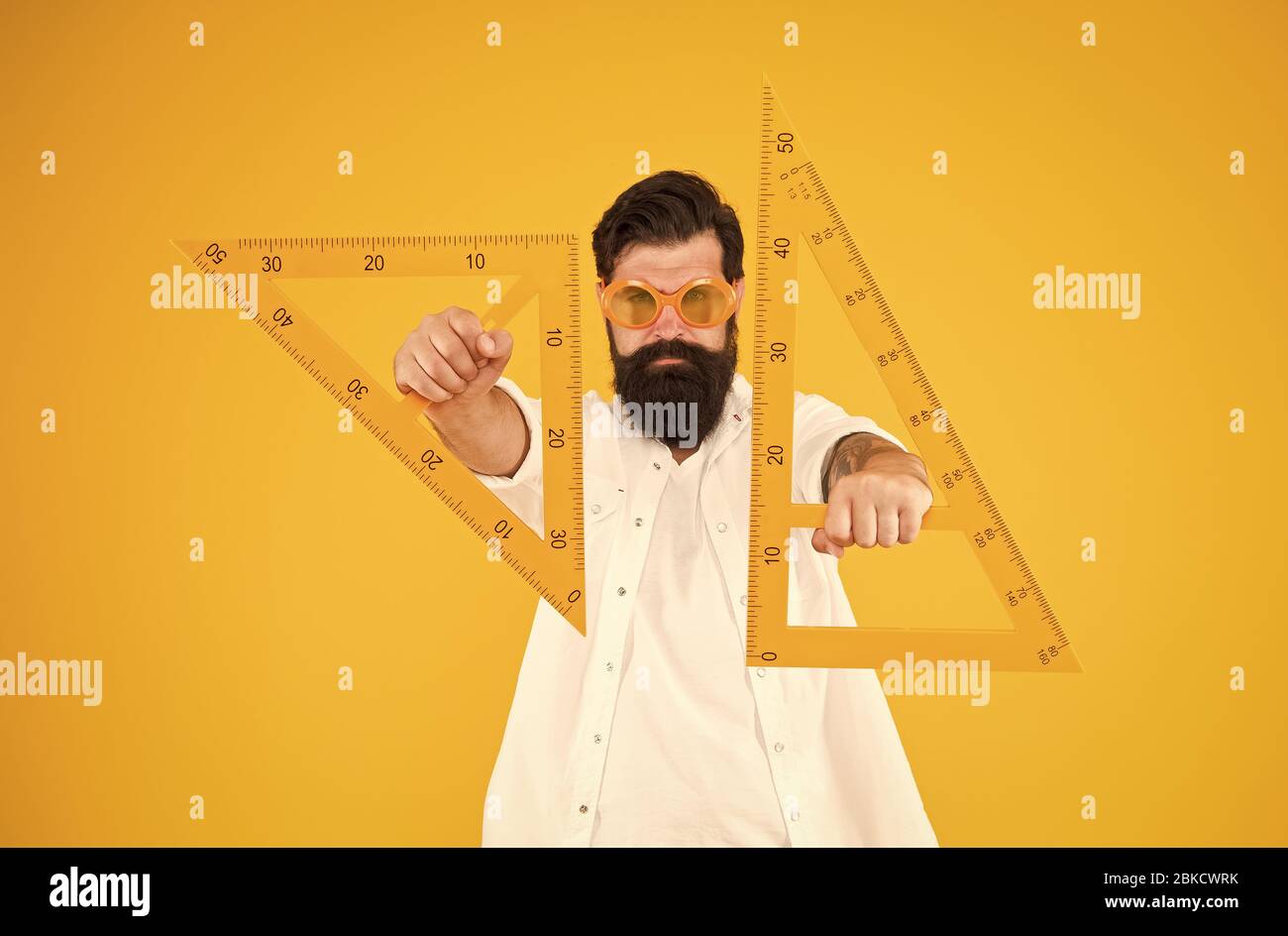 Power knowledge. Bearded nerd triangle. Smart student. Geometry teacher ...